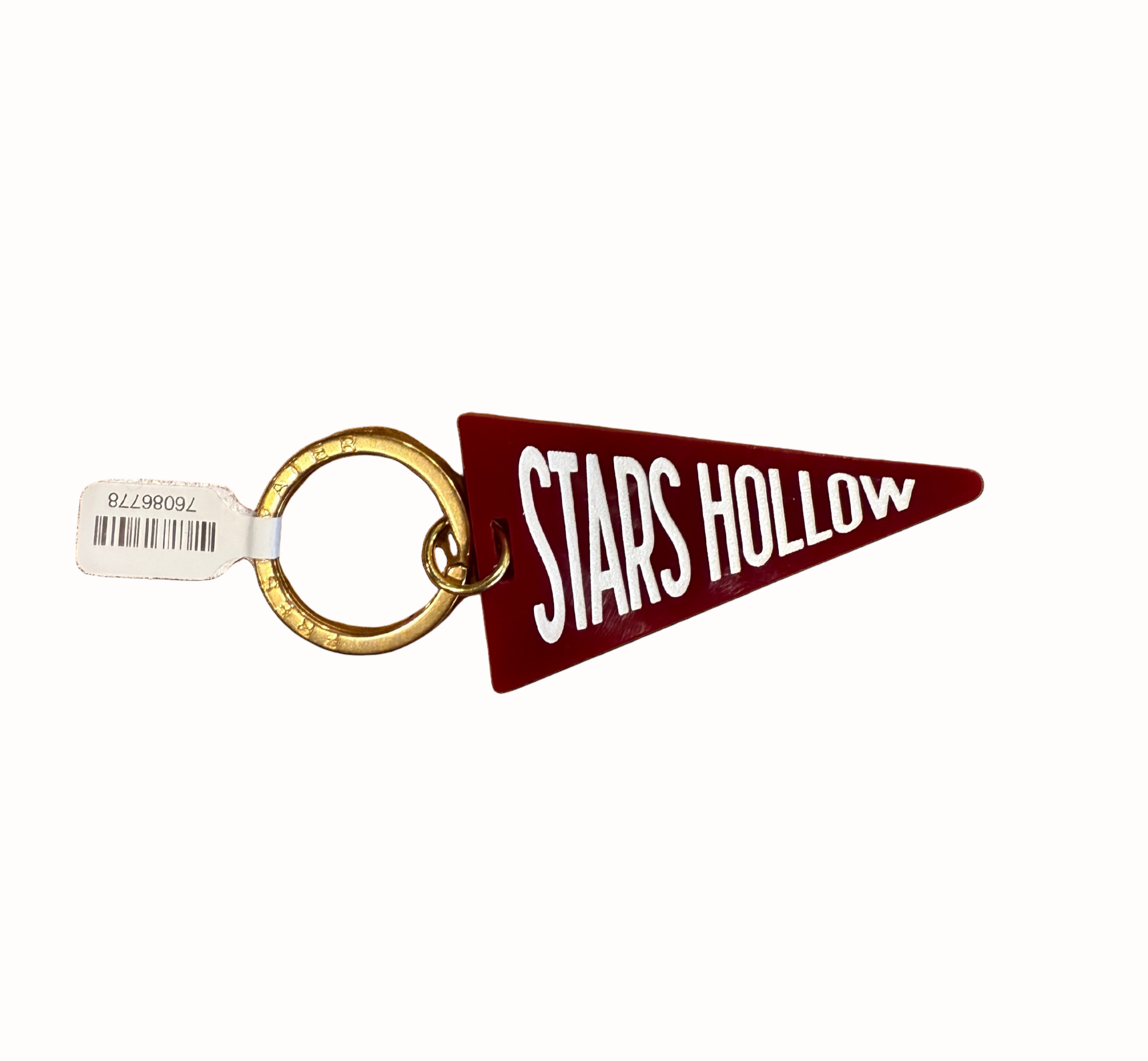 Stars Hollow Pennant Flag Acrylic Keychain – Brass + Oak